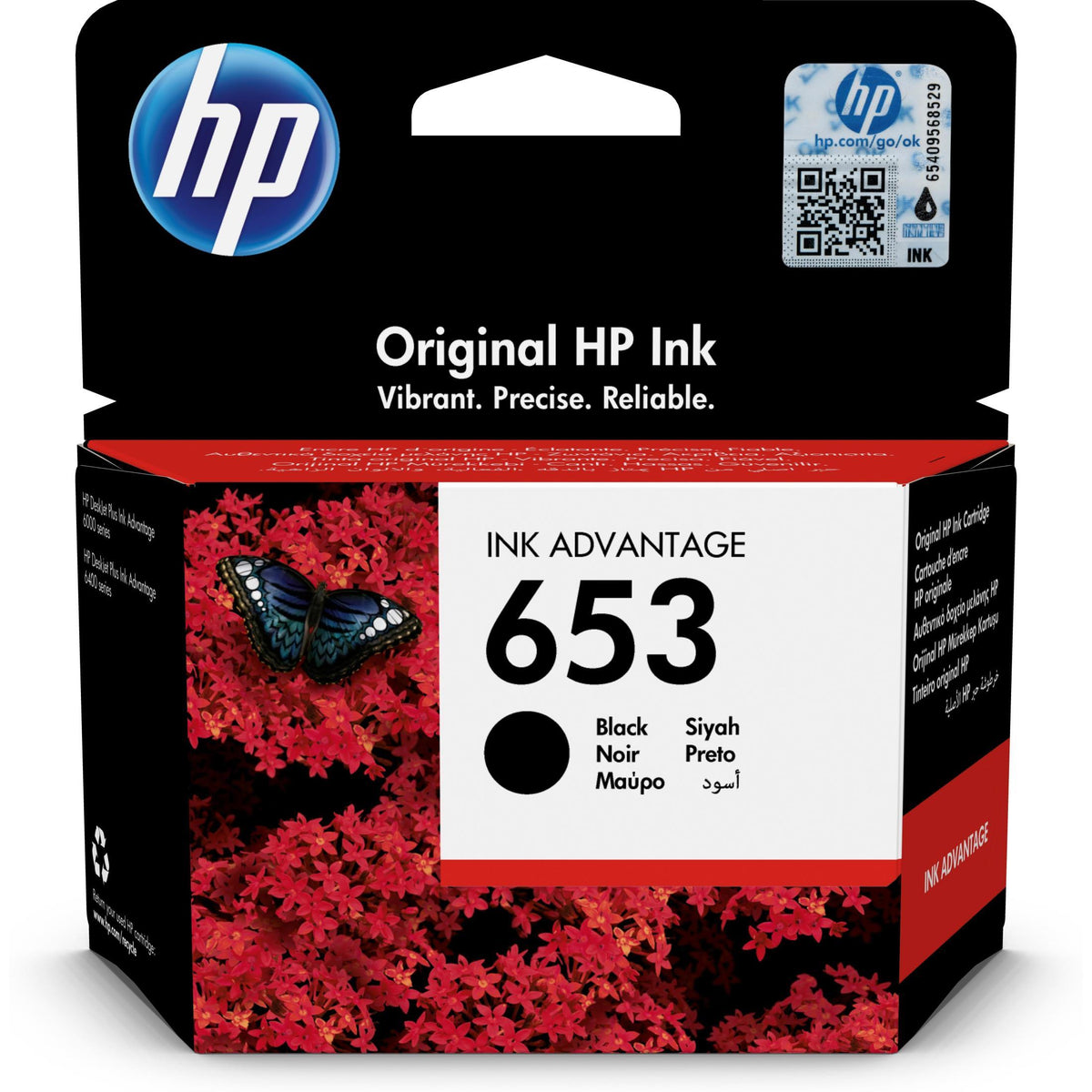 HP 653 Ink Advantage Black Standard Yield Printer Cartridge Original 3 ...
